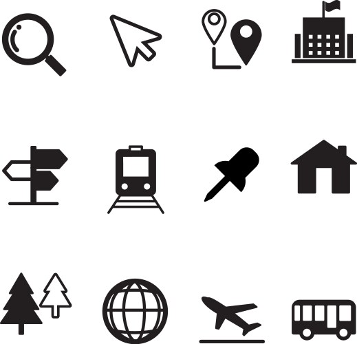 Tourism tourist icons set Royalty Free Vector Image