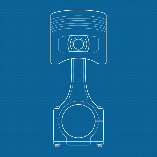 Two piston in cross form on blue engine piston Vector Image