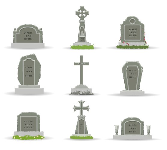 Cartoon graves gravestone ancient rip tombstone Vector Image