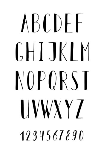 Hand drawn alphabet calligraphy letters Royalty Free Vector