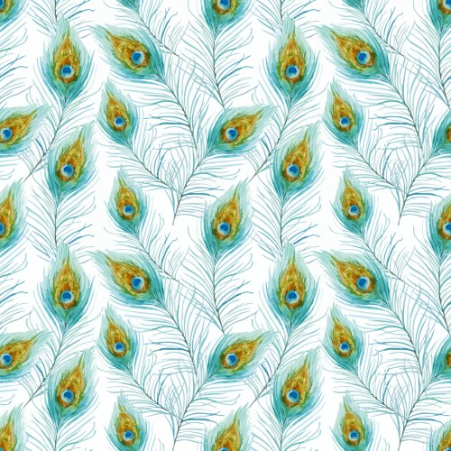 Peacock feathers seamless pattern Royalty Free Vector Image