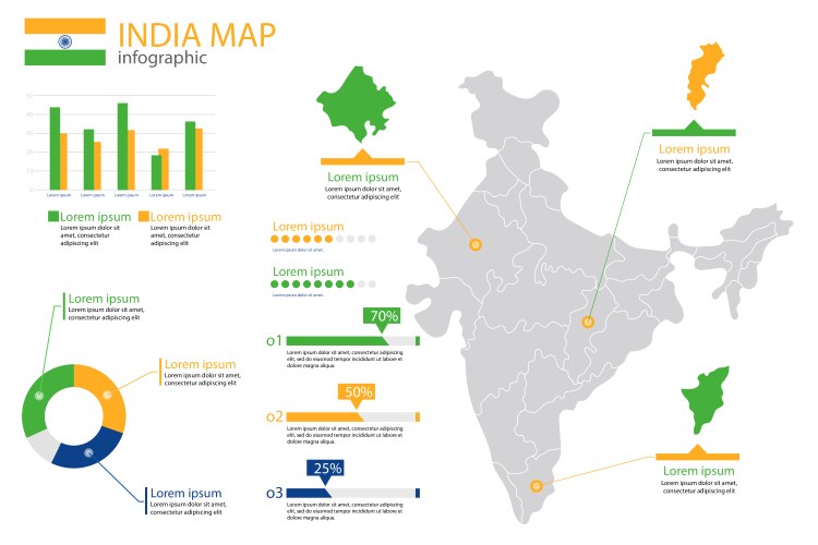 India map infographics Royalty Free Vector Image