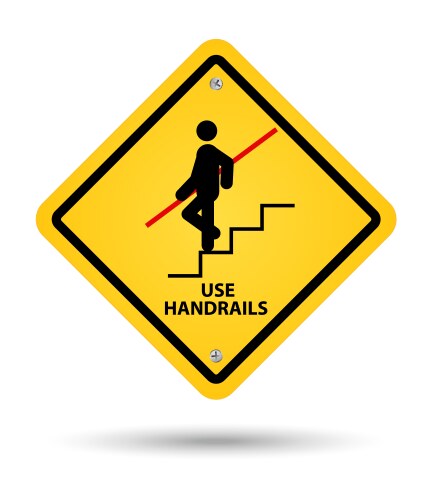 Fall down stairs warning sign Royalty Free Vector Image