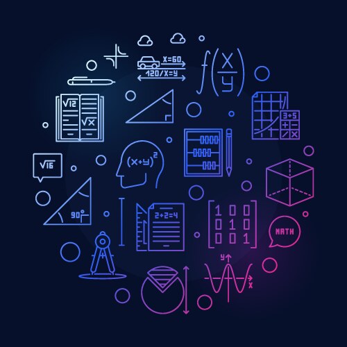 Maths learning outline circular banner - math Vector Image