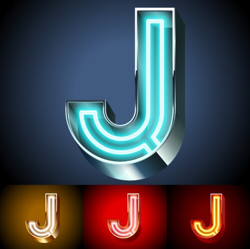Realistic neon tube alphabet for light board Vector Image