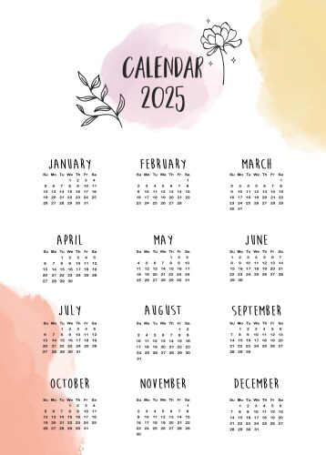 2025 Yearly Calendar Vector Images (over 190)