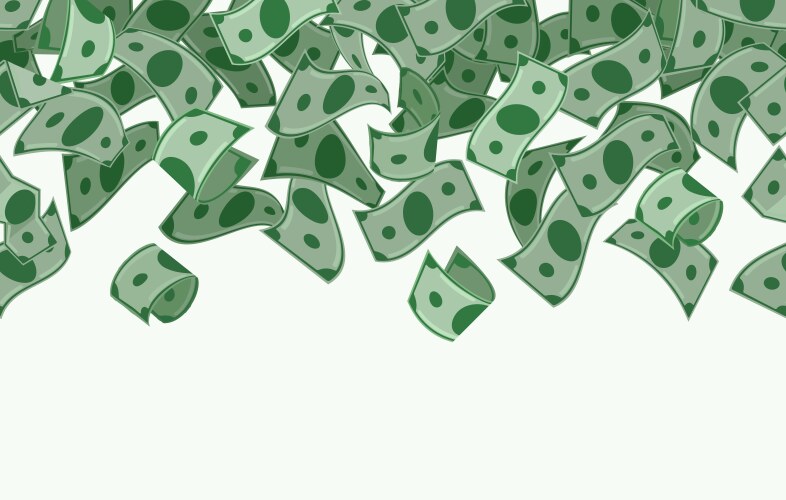 Falling dollars cartoon green dollar flying Vector Image