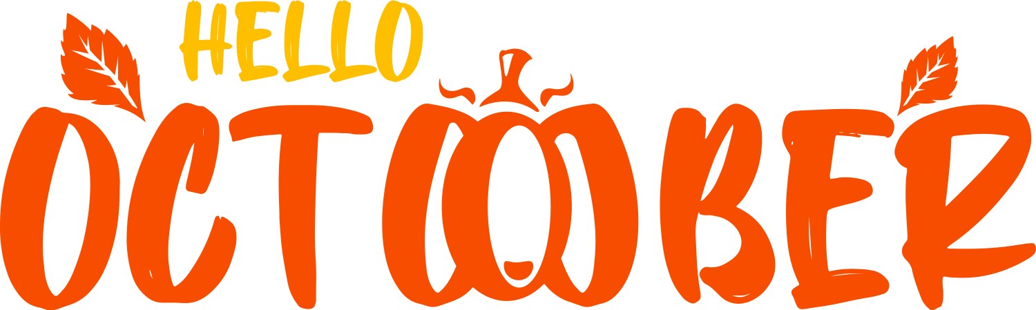 Hello october text with pumpkin isolated Vector Image
