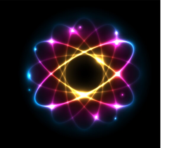 3d of atom surrounded by electrons Royalty Free Vector Image
