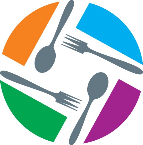 Circle spoon frok restaurant logo Royalty Free Vector Image