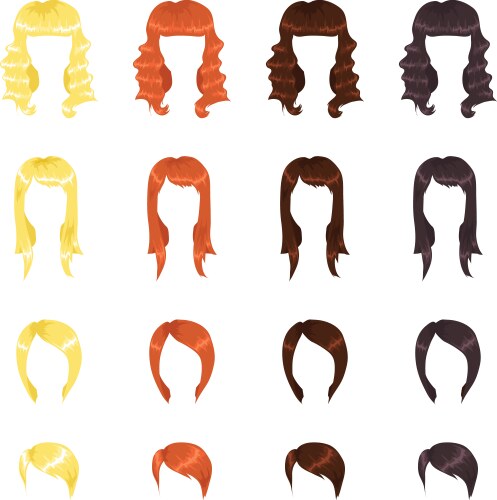 Set of casual wave hair styling Royalty Free Vector Image