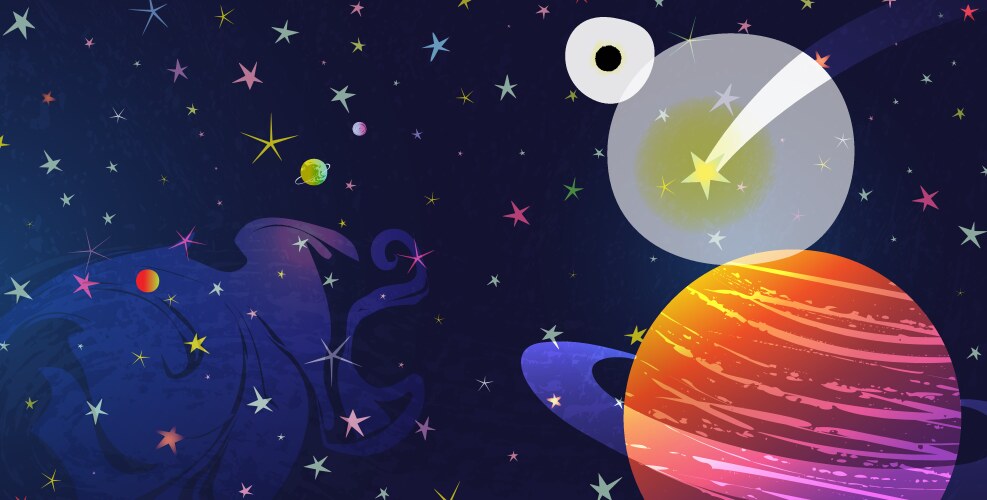 Cute astronaut in outer space with alien planets Vector Image