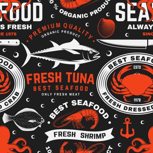 Tuna fish seamless pattern Royalty Free Vector Image