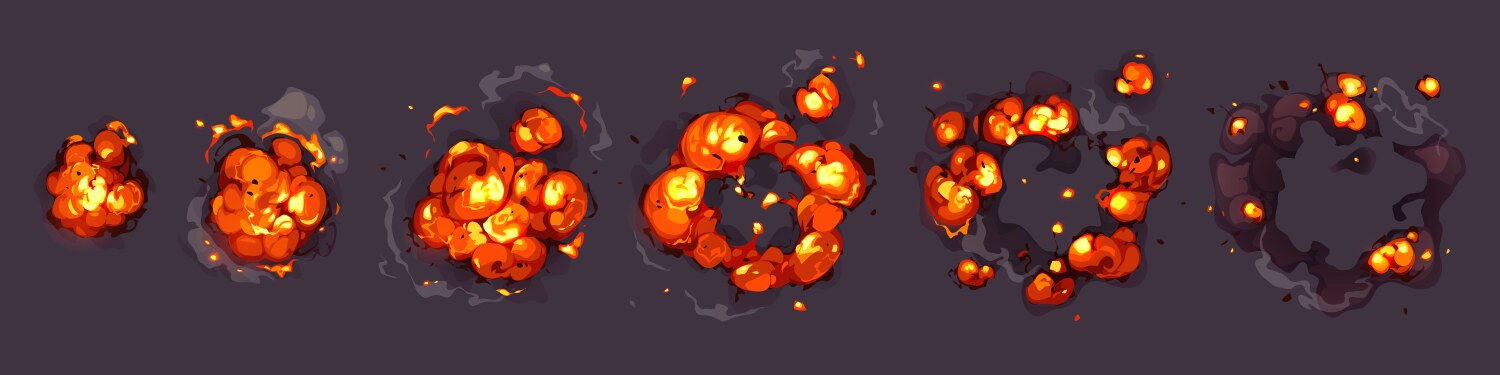 Explosion frames for animation Royalty Free Vector Image