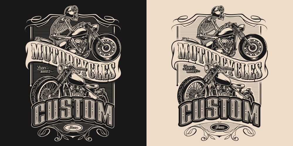 Vintage custom motorcycle logo Royalty Free Vector Image