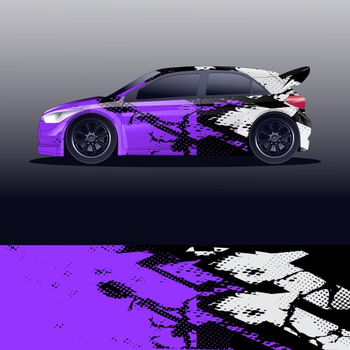 Racing car wrap purple design custom livery Vector Image