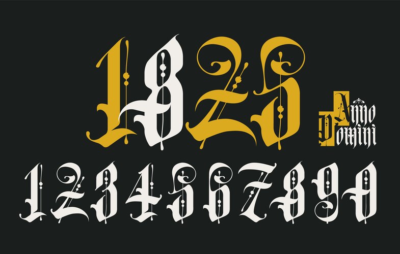 Gothic Numbers Numerals Vector Images (over 180)