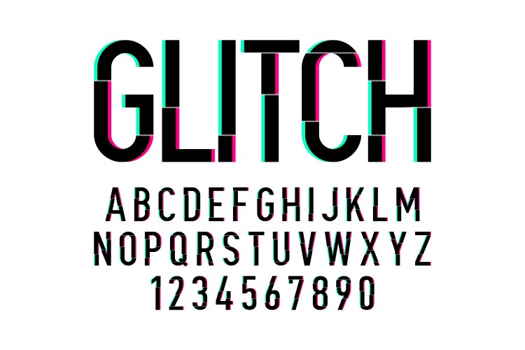 Trendy style distorted glitch typeface letters Vector Image