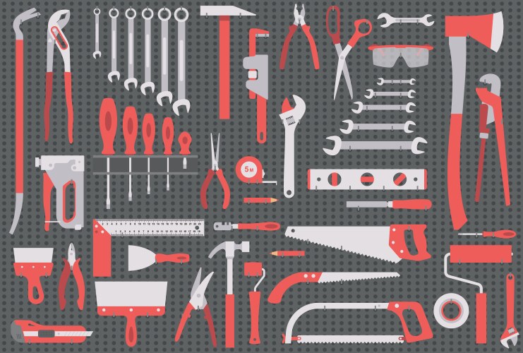 Modern hand tools instruments collection Vector Image