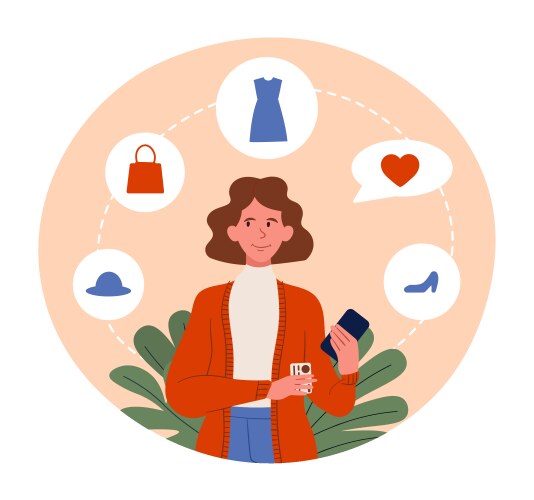 Woman with buy wishes Royalty Free Vector Image