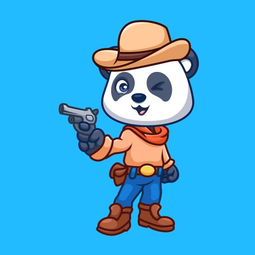 Cowboy panda cute cartoon Royalty Free Vector Image