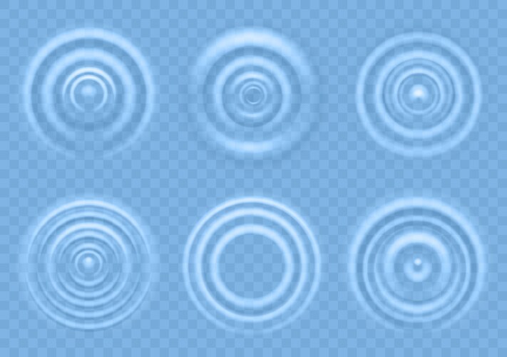 Drops and ripples circular wave on water surface Vector Image