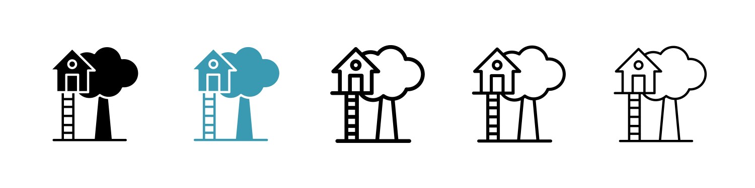House tree icon set treehouse symbol in black Vector Image