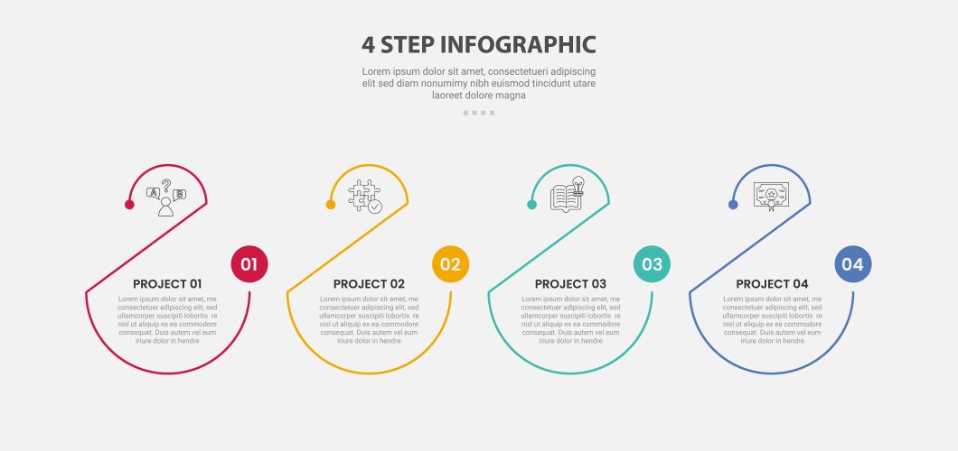4 points template infographic outline style Vector Image