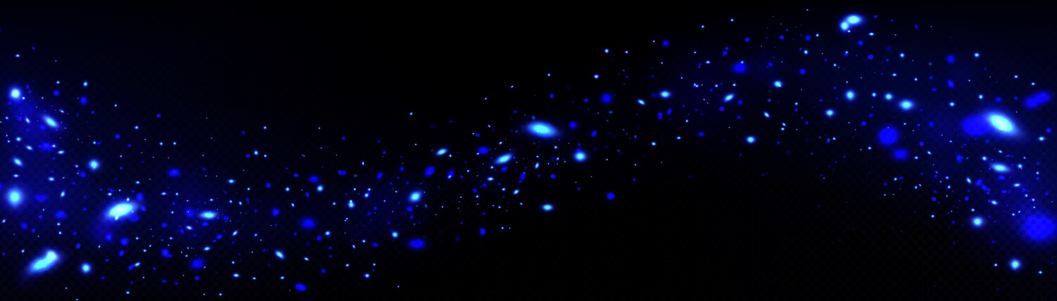 Blue fireflies glowing on transparent background Vector Image