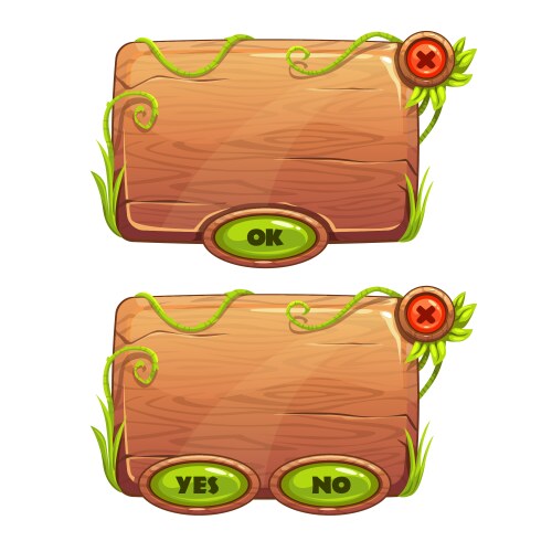 Cartoon level selection game screen wooden gui Vector Image