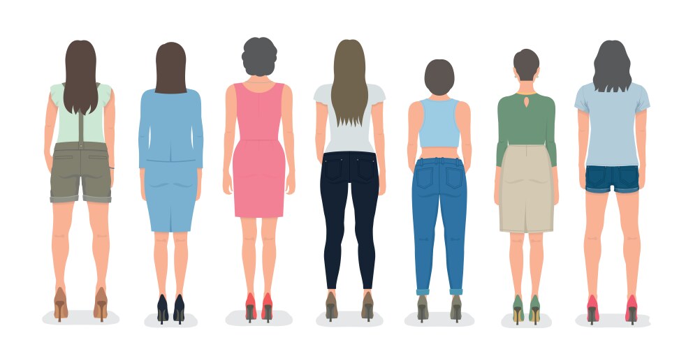 Crowd back view cartoon persons people group Vector Image