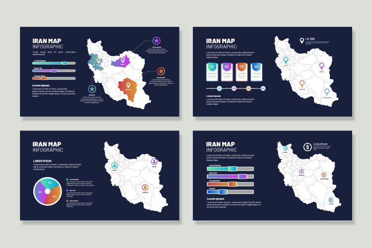 Iran map infographics Royalty Free Vector Image