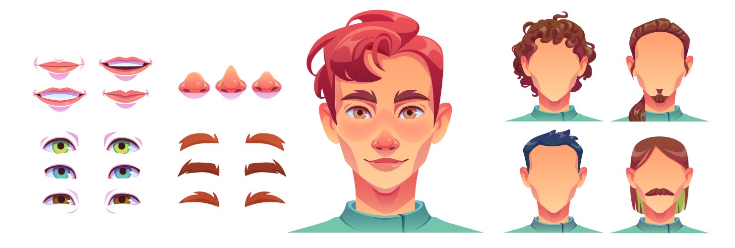 Man face construction parts with facial elements Vector Image