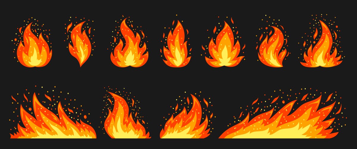 Ring fire flame burning different shapes frames Vector Image