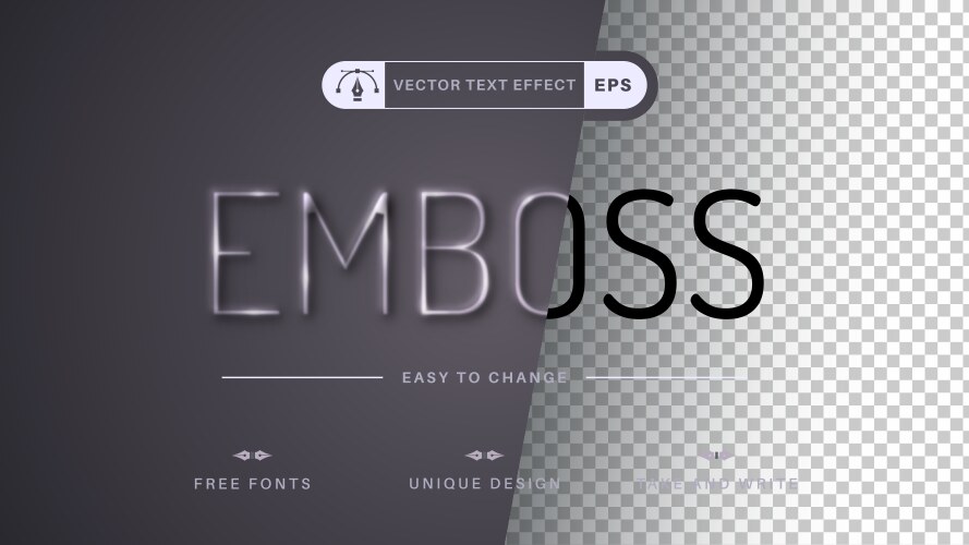 Learn emboss - editable text effect font style Vector Image