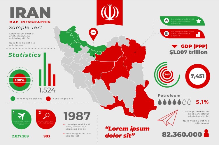 Iran map infographics Royalty Free Vector Image