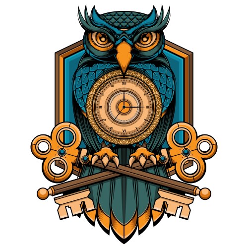 An owl on modern clock Royalty Free Vector Image