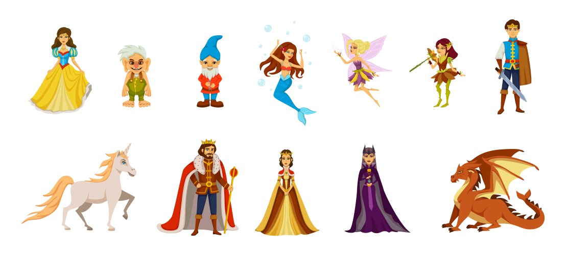 Fairytale characters fantasy medieval magic Vector Image