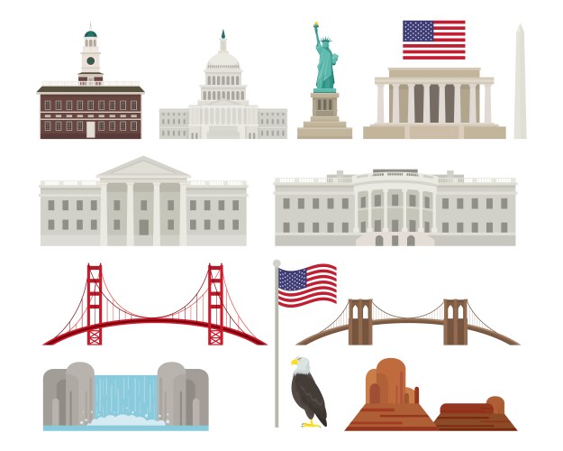 United states america usa objects label Royalty Free Vector
