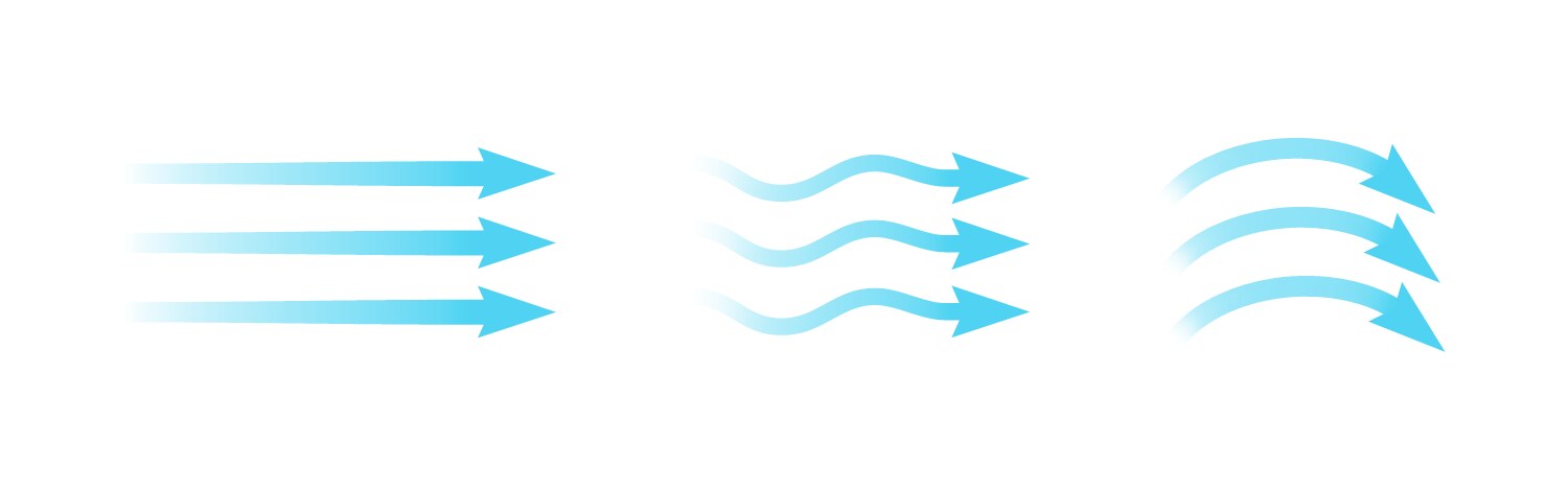 Air flow blue arrow showing direction of Vector Image