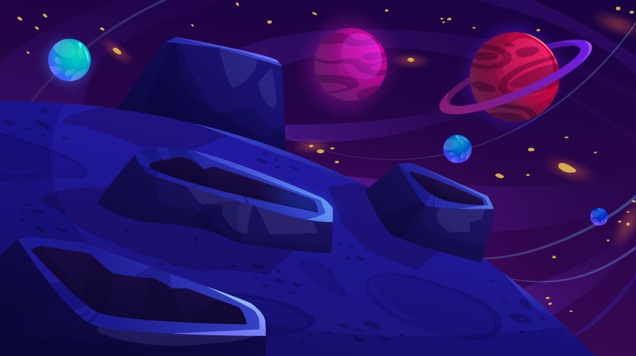 Alien planet landscape for space game background Vector Image