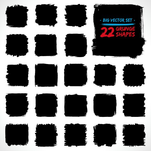 Set of grunge style square shapes elements Vector Image