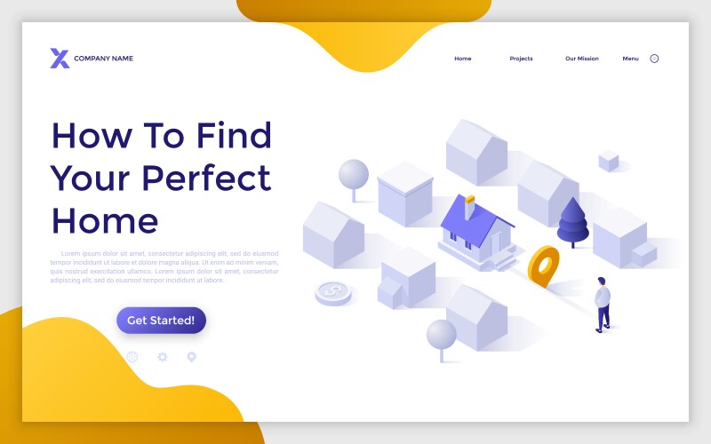 Modern isometric landing page template Royalty Free Vector