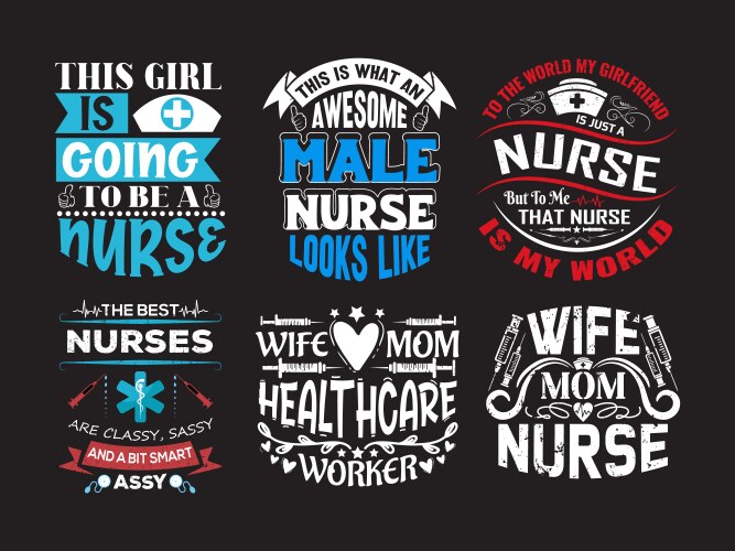 Nurse quotes design bundle Royalty Free Vector Image