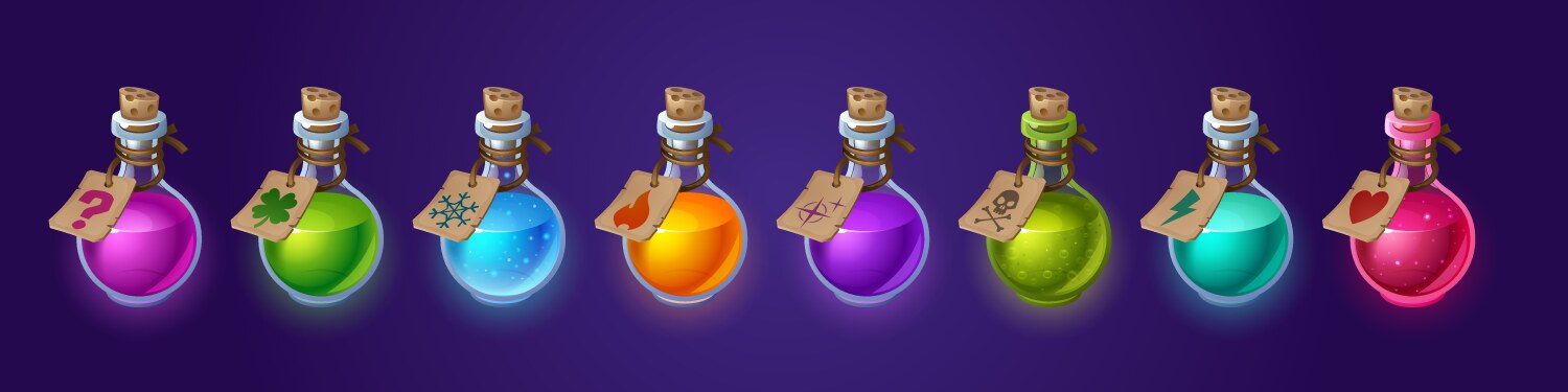 Magic potion love elixir magical liquid bottles Vector Image
