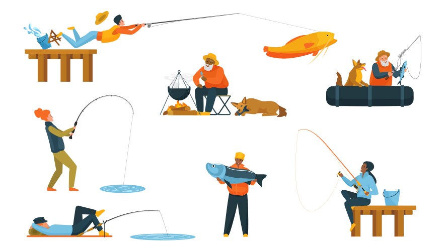 Fish Catching Man Cartoon Vector Images (over 2,100)