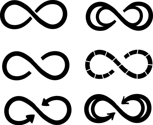 Infinity symbols eternal limitless endless Vector Image