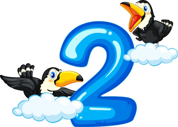 Children holding number two banner Royalty Free Vector Image