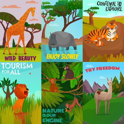 Cartoon zoo map with animals Royalty Free Vector Image
