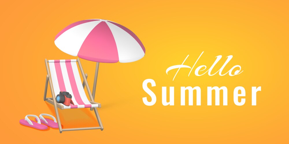 Enjoy summer promo banner design 3d Royalty Free Vector